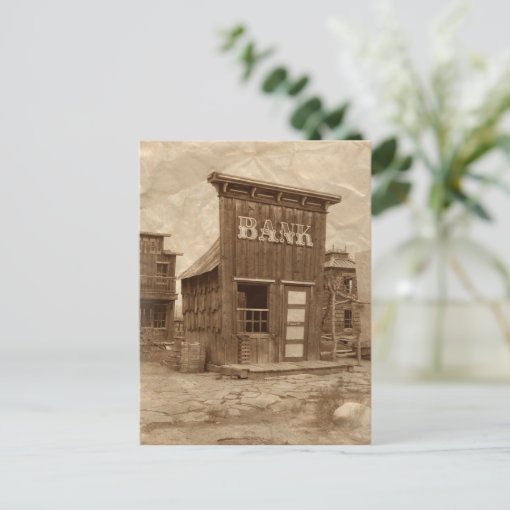 Old West Bank Sepia Postcard | Zazzle