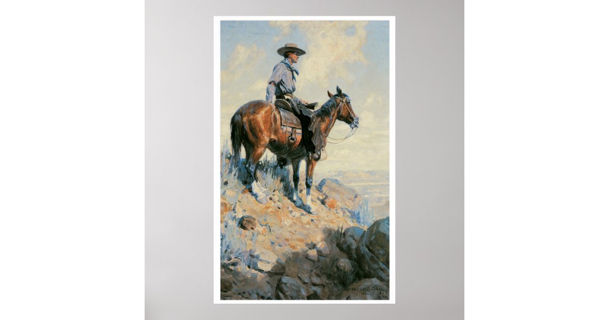 Old West Cowboy of the Plains Art Print Poster | Zazzle