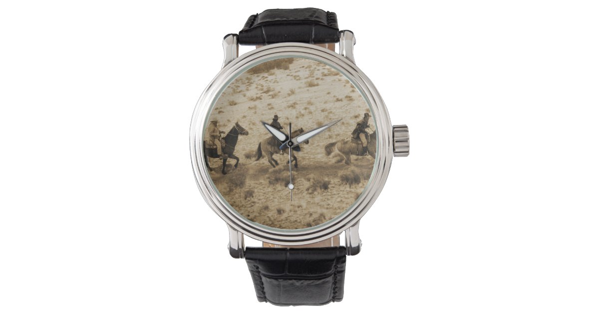 Old West Cowboys Riding Watch | Zazzle