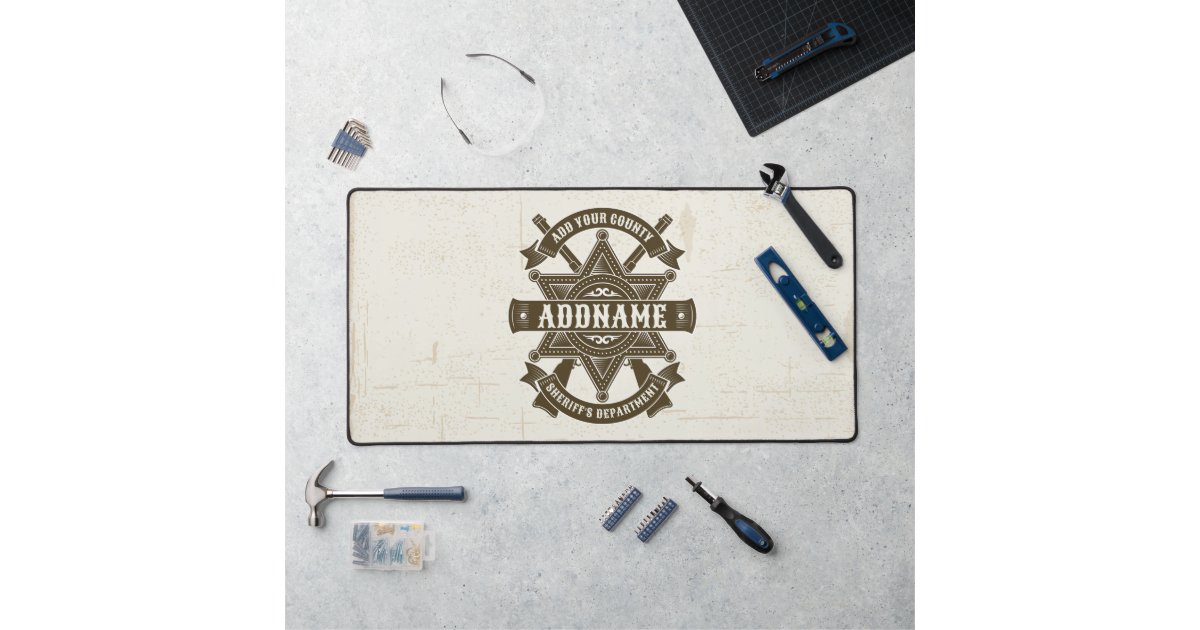 Old West Sheriff Deputy Rifles Badge Personalized Desk Mat | Zazzle