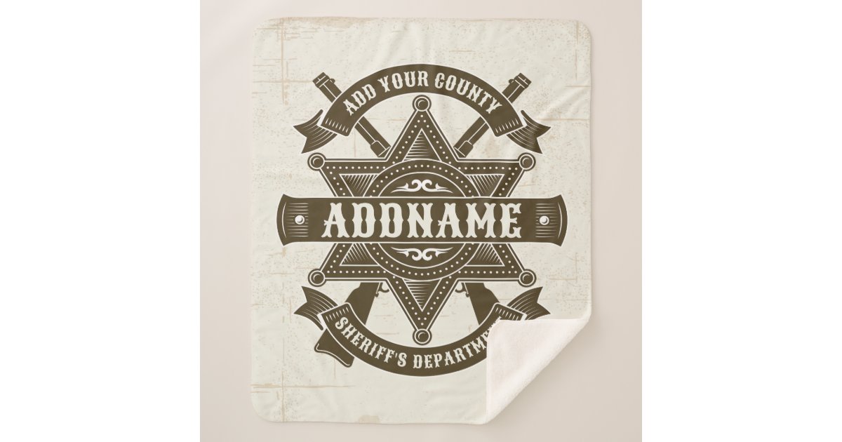 Old West Sheriff Deputy Rifles Badge Personalized Sherpa Blanket | Zazzle