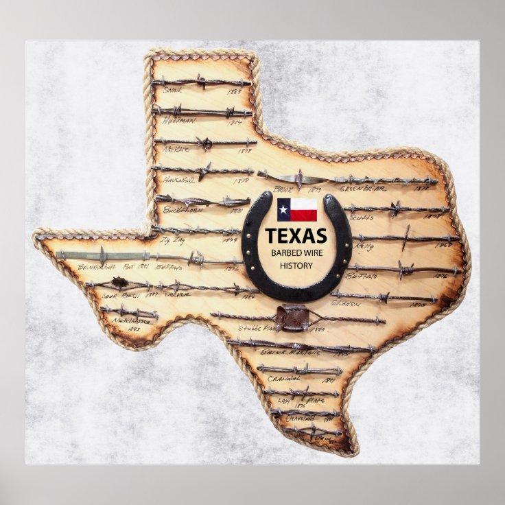 OLD WEST TEXAS BARBED WIRE POSTER | Zazzle