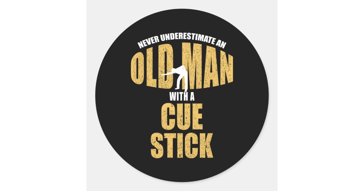Old With Cue Stick Pool Player Classic Round Sticker | Zazzle