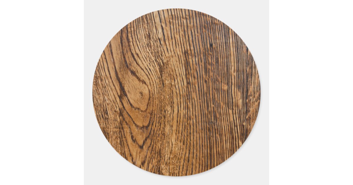Old wood grain look classic round sticker | Zazzle