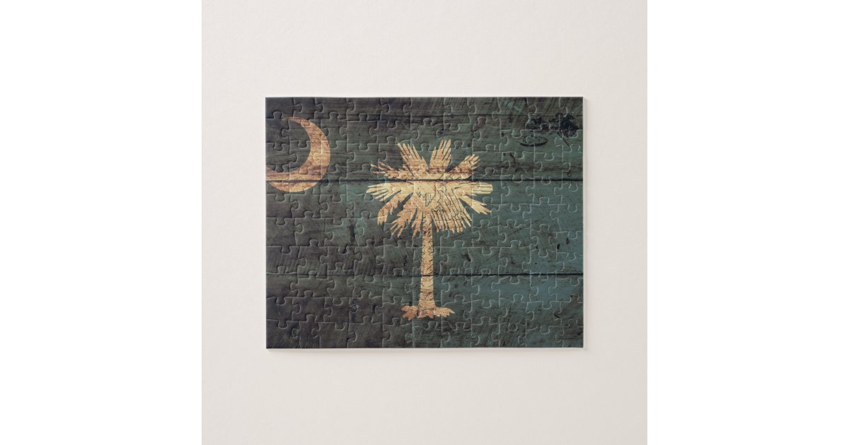 Old Wood South Carolina Flag; Jigsaw Puzzle | Zazzle
