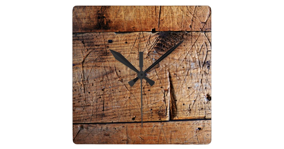 "Old Wood" Square Wall Clock | Zazzle.com