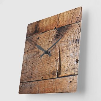 "Old Wood" Square Wall Clock | Zazzle