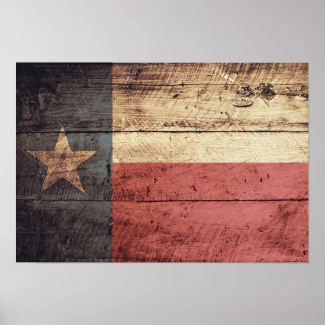 Old Wood Texas Flag Poster | Zazzle