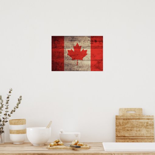Old Wooden Canadian Flag Poster | Zazzle