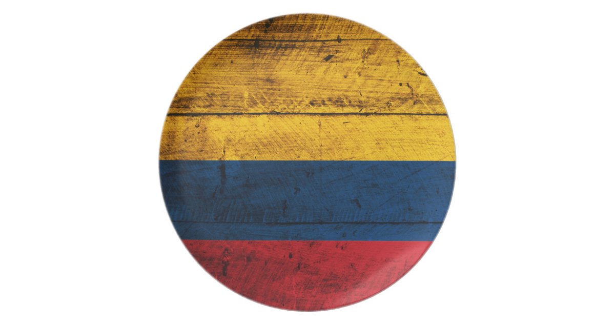Old Wooden Colombia Flag Dinner Plate | Zazzle