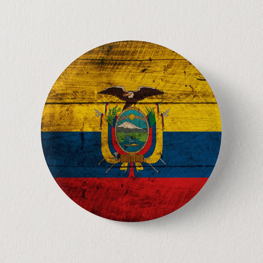 Old Wooden Ecuador Flag Button | Zazzle