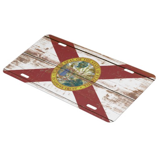 Old Wooden Florida State Flag License Plate | Zazzle