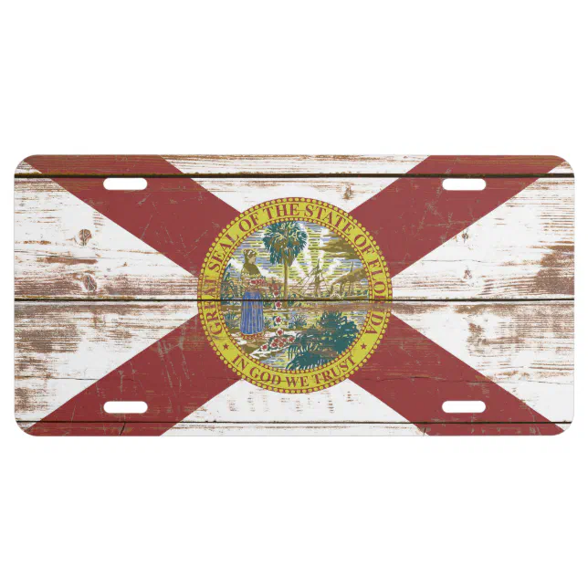 Old Wooden Florida State Flag License Plate | Zazzle