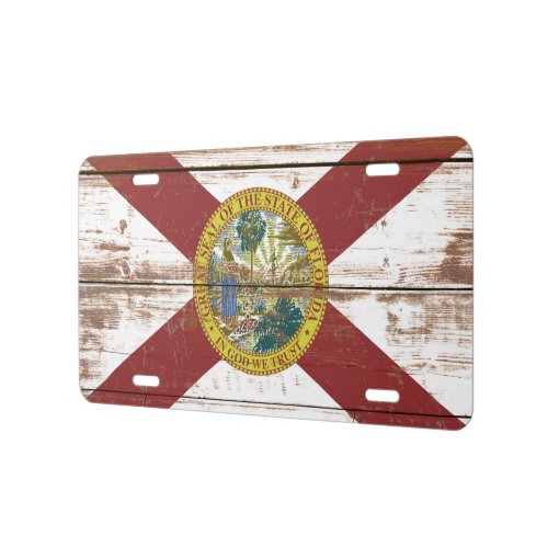 Old Wooden Florida State Flag License Plate | Zazzle