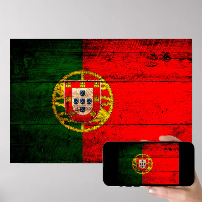 Old Wooden Portugal Flag Poster | Zazzle