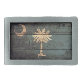 Old Wooden South Carolina Flag; Rectangular Belt Buckle | Zazzle