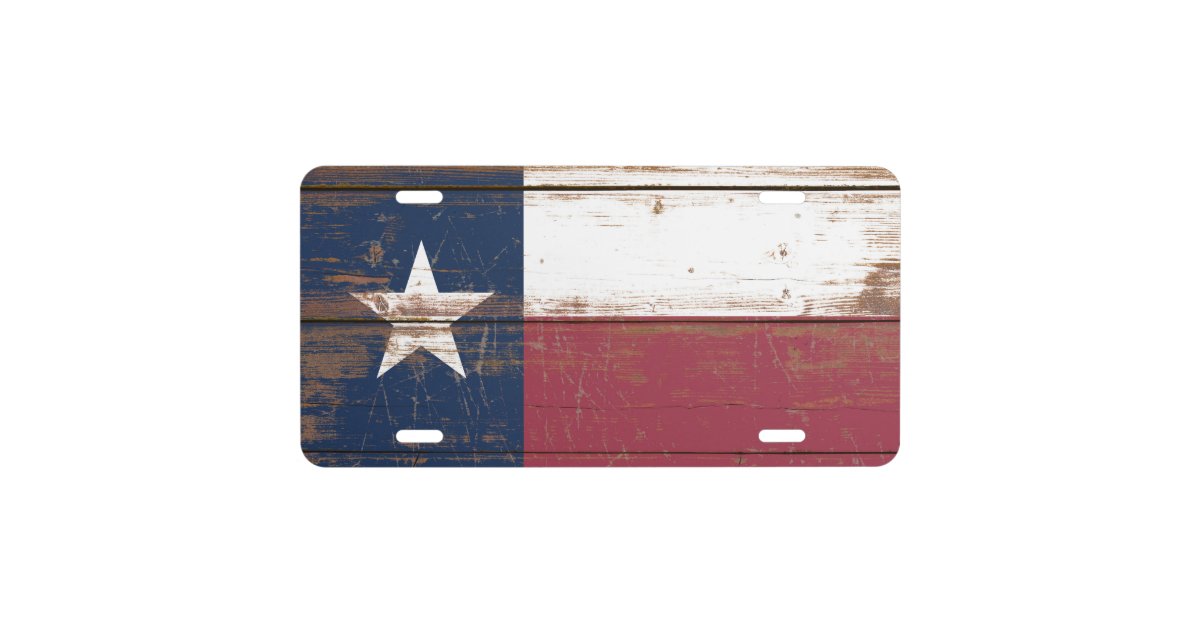 Old Wooden Texas State Flag License Plate | Zazzle