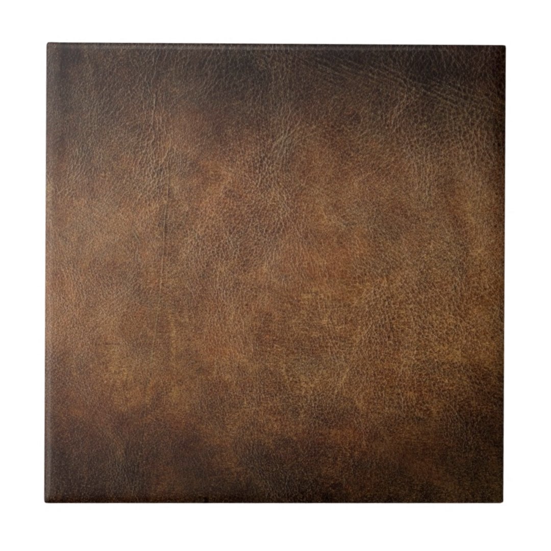 Old World Faux Leather Ceramic Tile | Zazzle