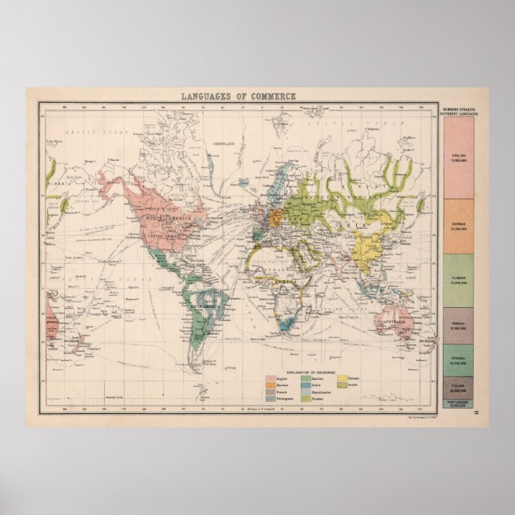 Old World Language Map (1907) Poster | Zazzle