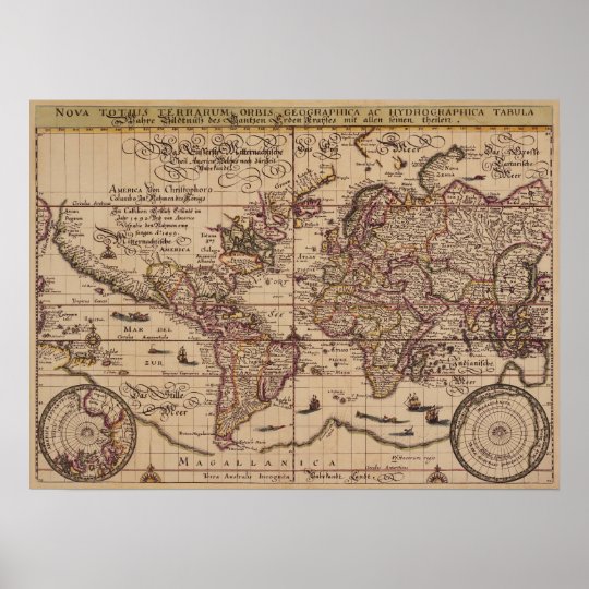 "Old World Map 16th Century Replica Poster | Zazzle.com