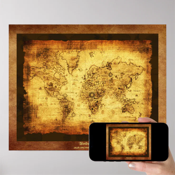 Old World Map Antique Art Poster | Zazzle