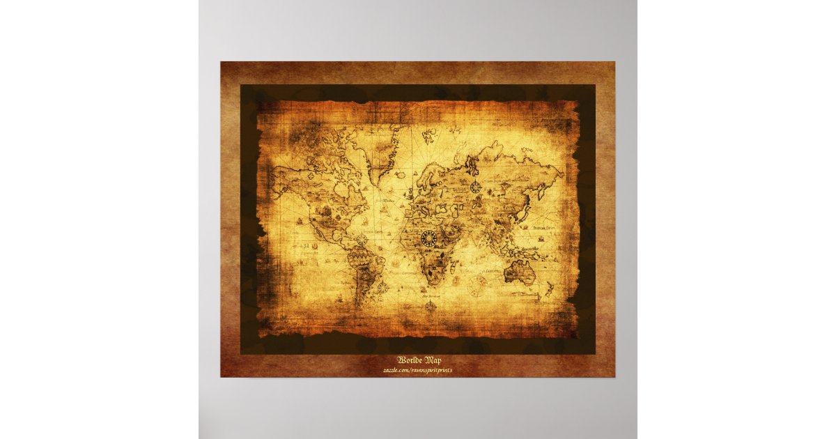 Old World Map Antique Art Poster | Zazzle