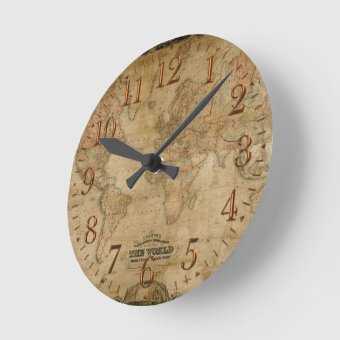 Old World Map Antique History Designer Clock | Zazzle