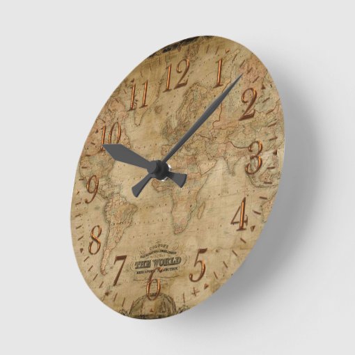 Old World Map Antique History Designer Clock | Zazzle