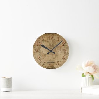 Old World Map Antique History Designer Clock | Zazzle
