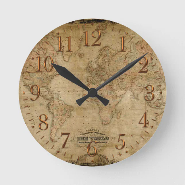 Old World Map Antique History Designer Clock | Zazzle