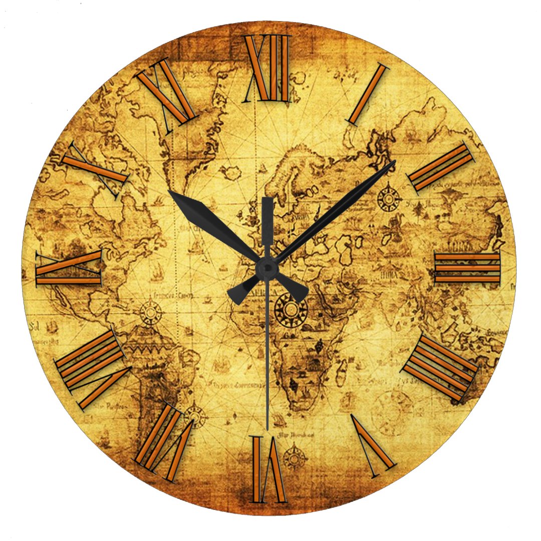 Old World Map Antique History Designer Clock | Zazzle