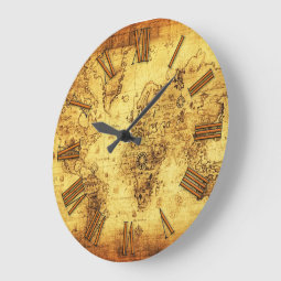 Old World Map Antique History Designer Clock | Zazzle