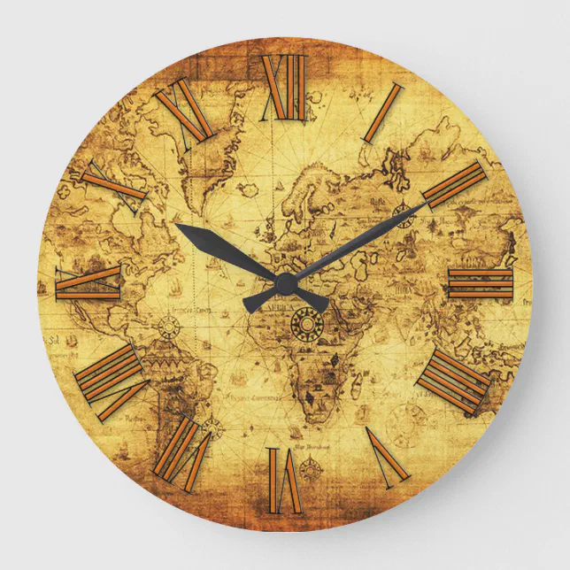 Old World Map Antique History Designer Clock | Zazzle