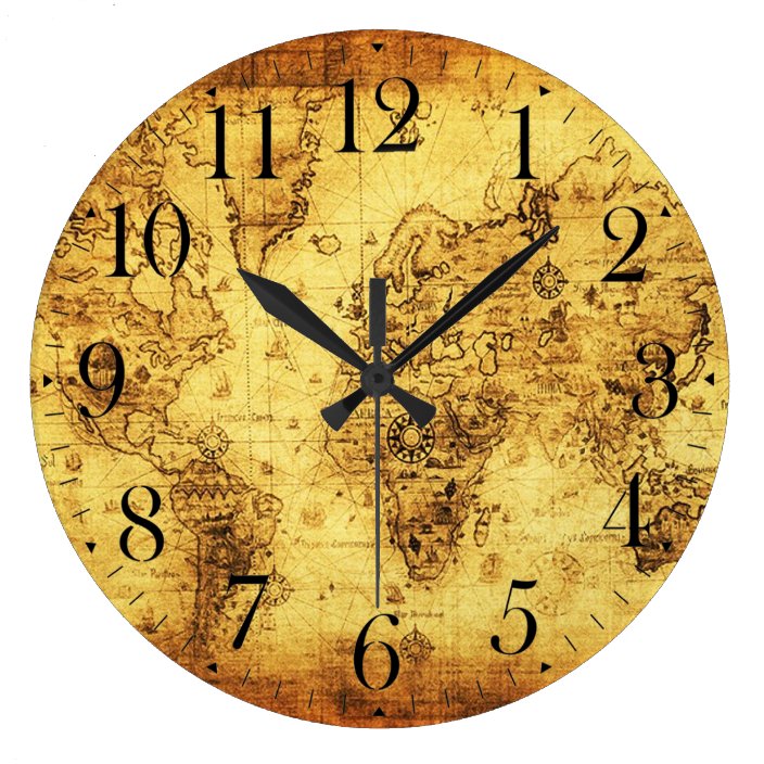 Old World Map Antique History Designer Clock | Zazzle.com