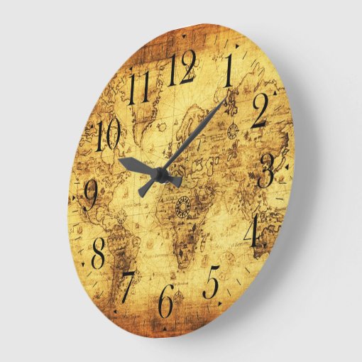 Old World Map Antique History Designer Clock | Zazzle