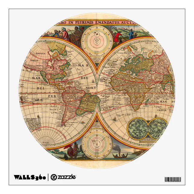 Old World Map by Nicolaas Visscher Wall Sticker | Zazzle