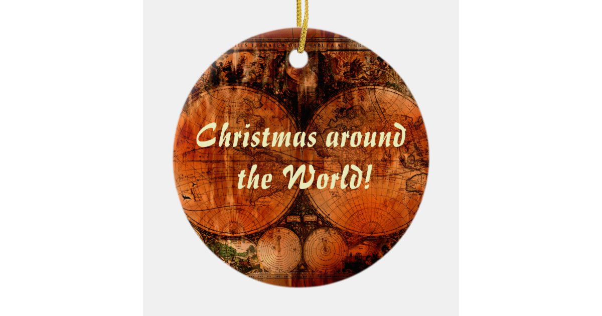 Old World Map Christmas Ornament | Zazzle