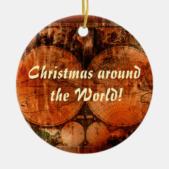 Old World Map Christmas Ornament | Zazzle
