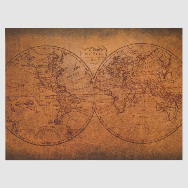 Old World Map Classic Vintage Rustic Design Tissue Paper | Zazzle