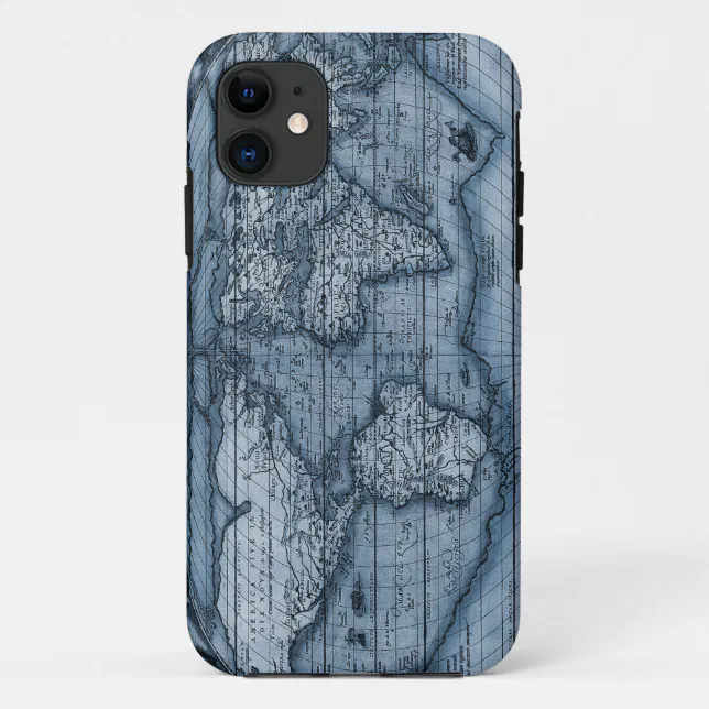 Old World Map In Blue Case-Mate iPhone Case | Zazzle