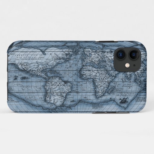Old World Map In Blue Case-Mate iPhone Case | Zazzle