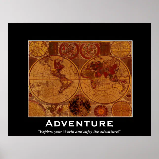 Old World Map Motivational Poster | Zazzle