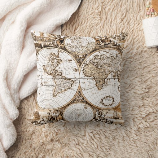 Old World Map Pillow | Zazzle