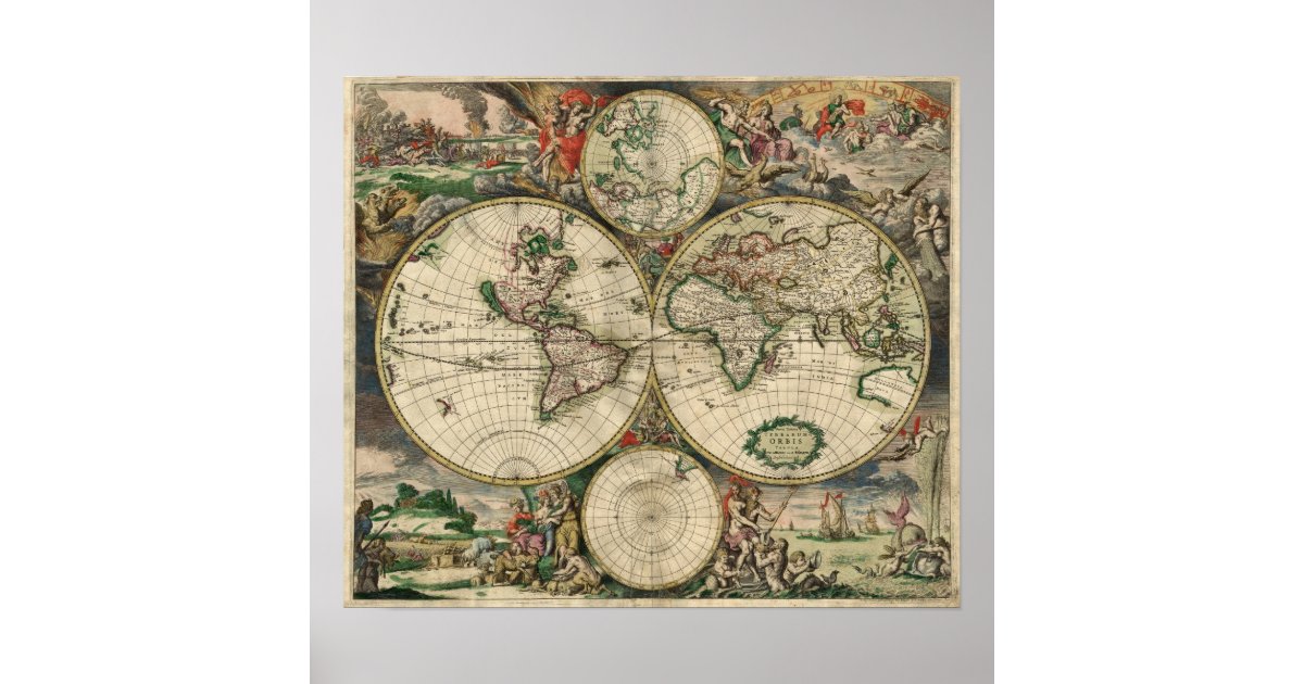 Old world map poster | Zazzle