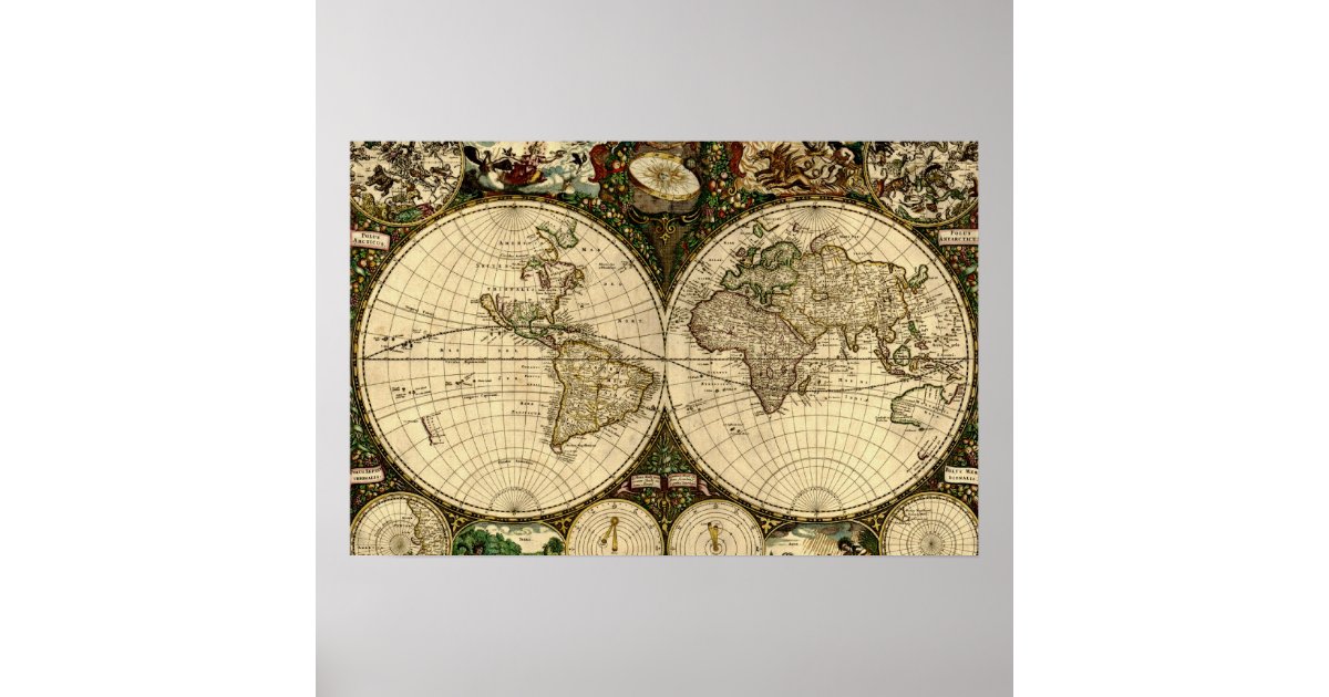 Old World Map Poster | Zazzle
