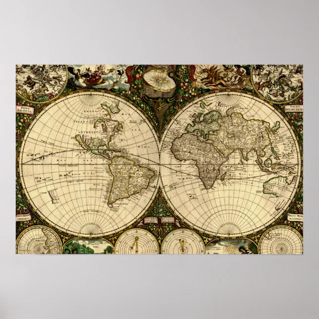 Old World Map Poster | Zazzle