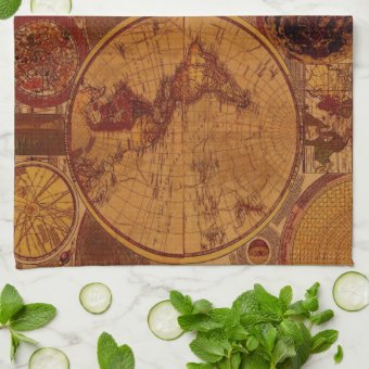 Old World Map Tea Towels | Zazzle