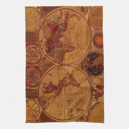 Old World Map Tea Towels | Zazzle