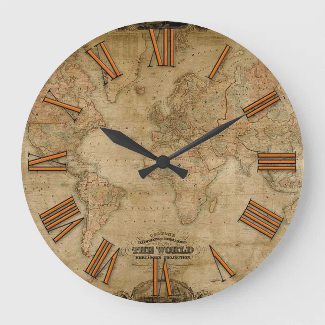 Old World Map Vintage History Designer Clock | Zazzle