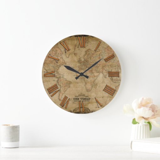 Old World Map Vintage History Designer Clock | Zazzle